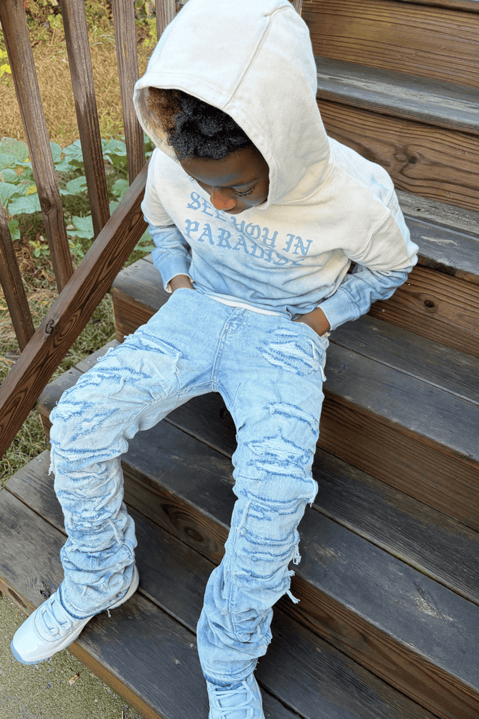 Kids Stacked Ripple Effect Denim (Ice Blue)