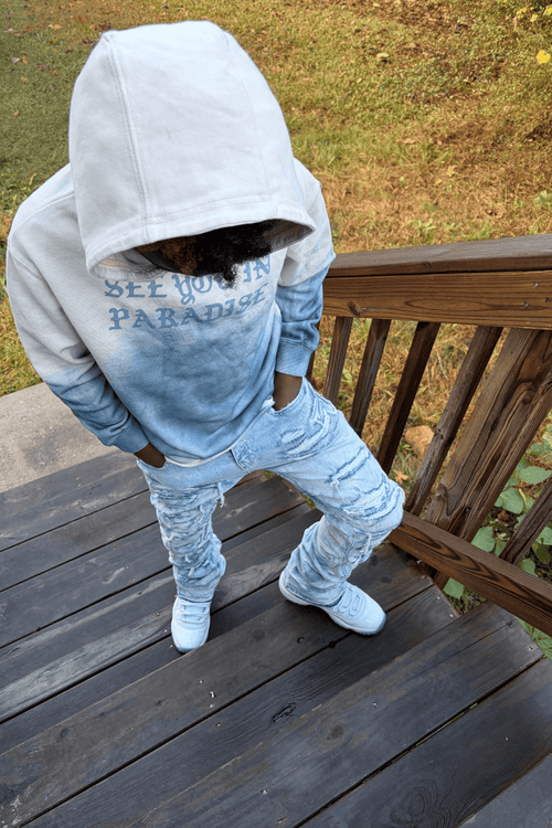 Kids Stacked Ripple Effect Denim (Ice Blue)