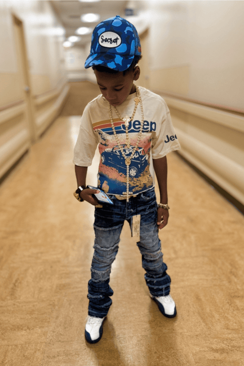 Kids Stacked Jason Denim (Deep Blue)