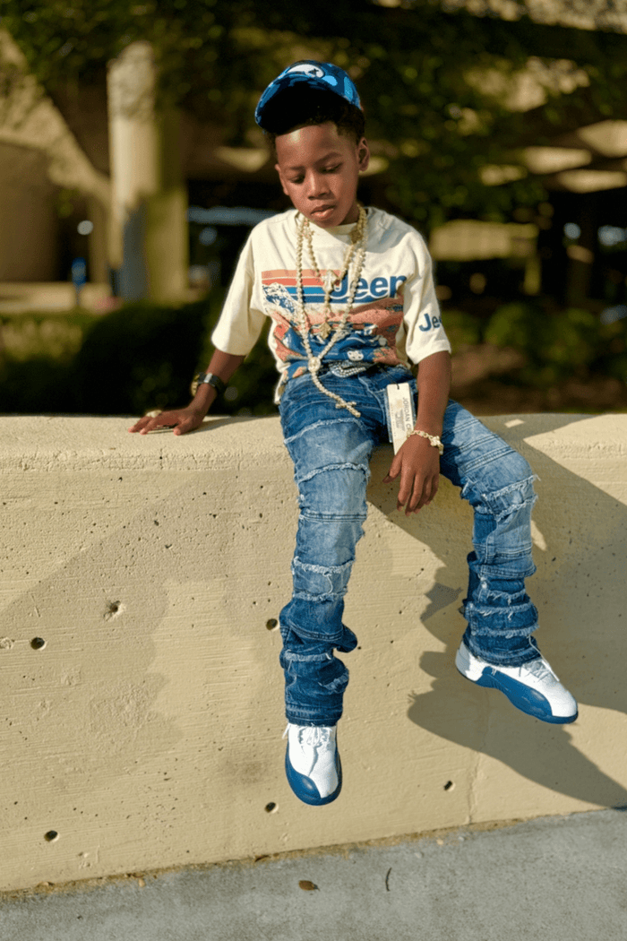 Kids Stacked Jason Denim (Deep Blue)