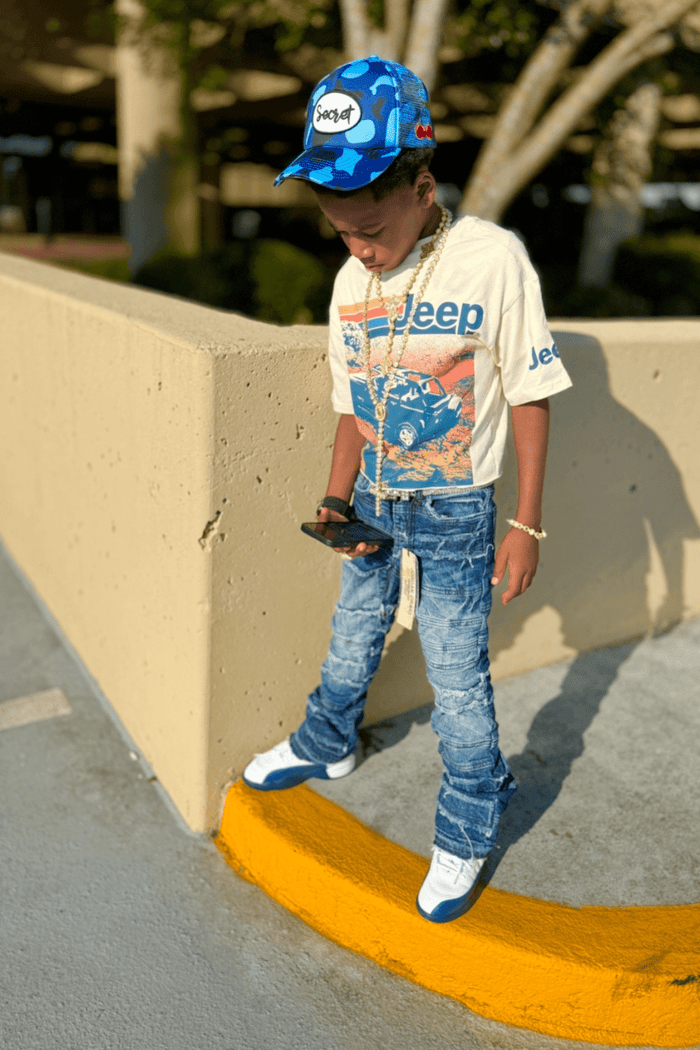 Kids Stacked Jason Denim (Deep Blue)