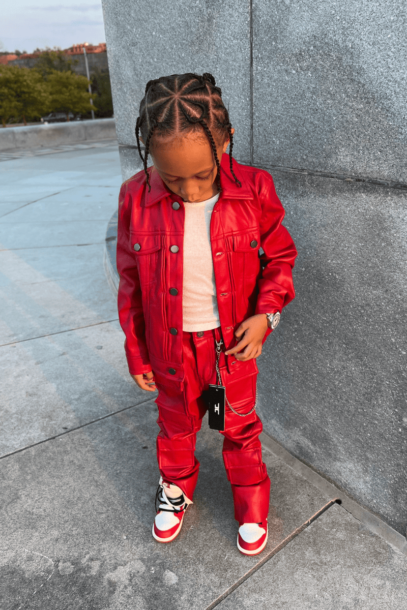Kids Stacked Thriller Cargo Pants (Red)