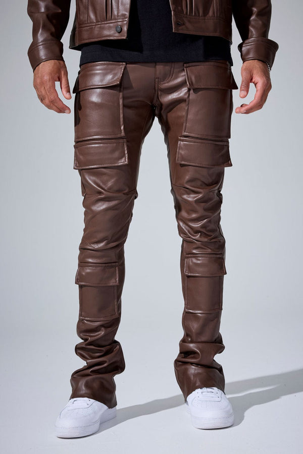 Skinny Stacked Fit - Thriller Cargo Pants (Brown) - Ross Stacked Colle