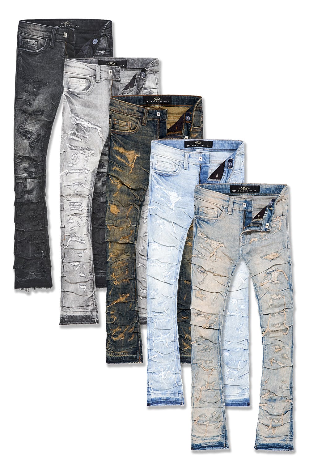 Kids Stacked Ripple Effect Denim 5 Pack