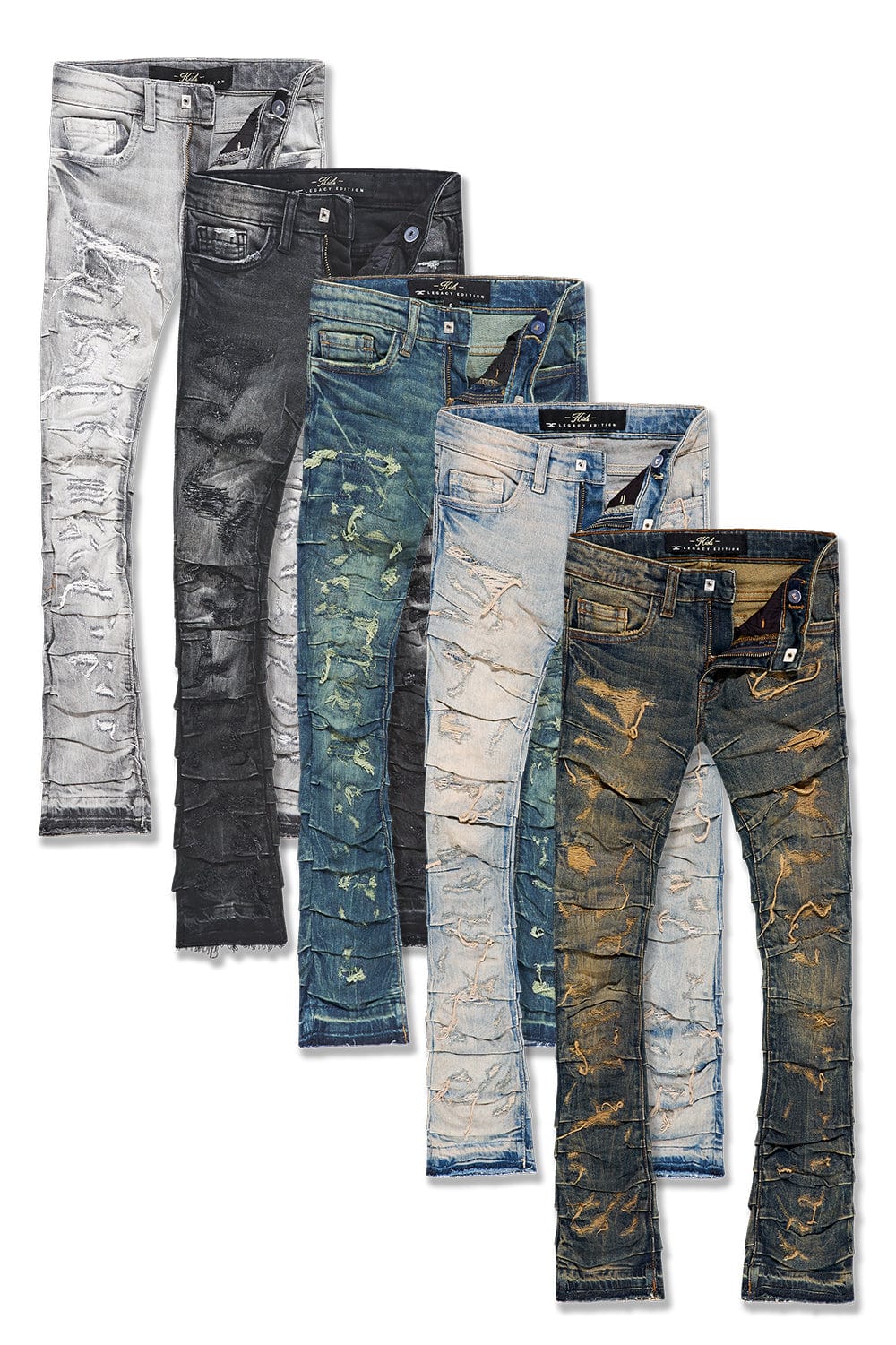 Kids Stacked Ripple Effect Denim 5 Pack