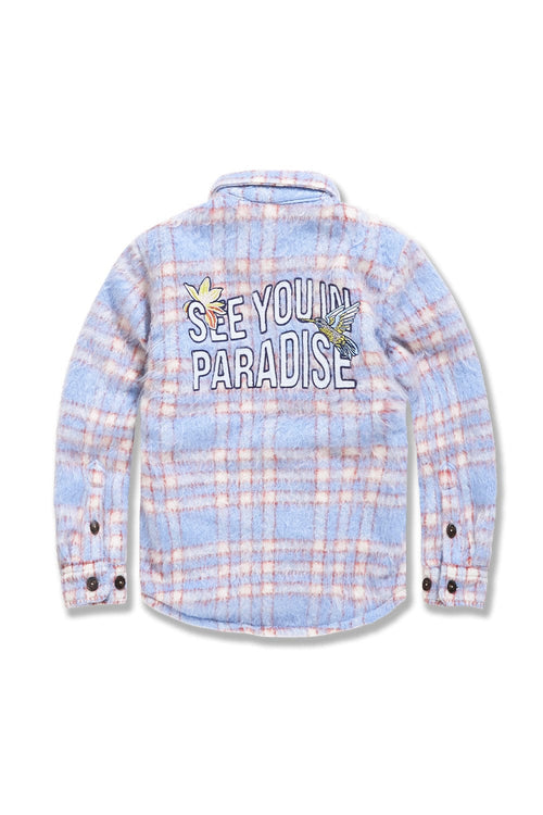 Kids Flannel Shacket (Sky Blue)