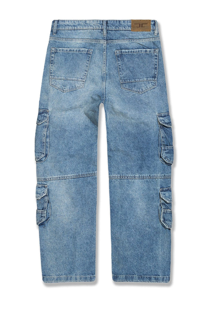 Wide Leg Fit - Blue Collar Cargo Denim (Aged Wash) - Brian Collection
