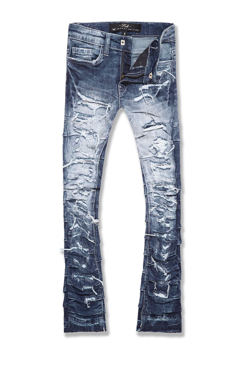 Kids Stacked Ripple Effect Denim (Aged Wash)